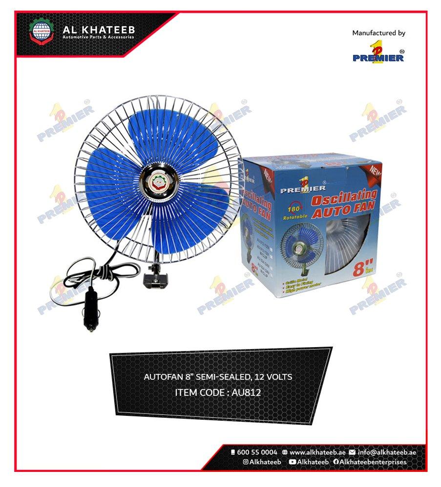 Universal 8" Oscillating Fan 12V, Semi-SeaLED With Chrome Cover