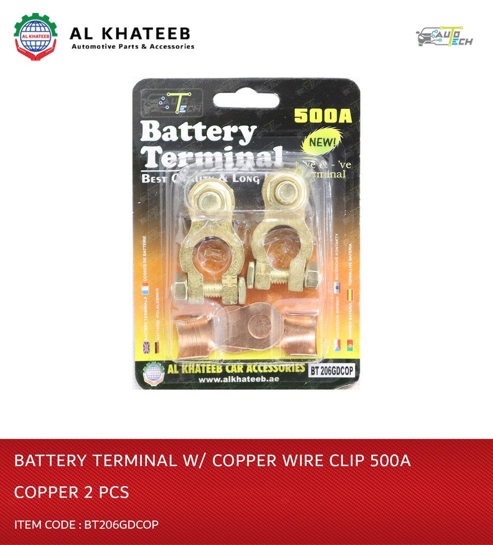 BATTERY TERMINAL W/COPPER WIRE CLIP 500A COPPER 2 PCS