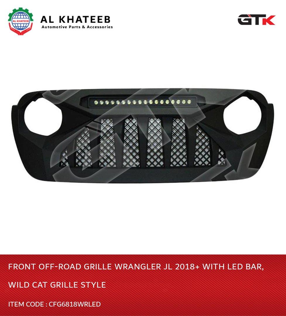 Front Off-Road Grille Wrangler Jl 2018+ With LED Bar, Wild Cat Grille