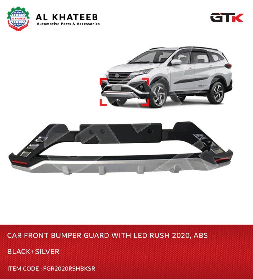 Car Front Bumper Guard With LED Rush 2020, ABS Black+Silver