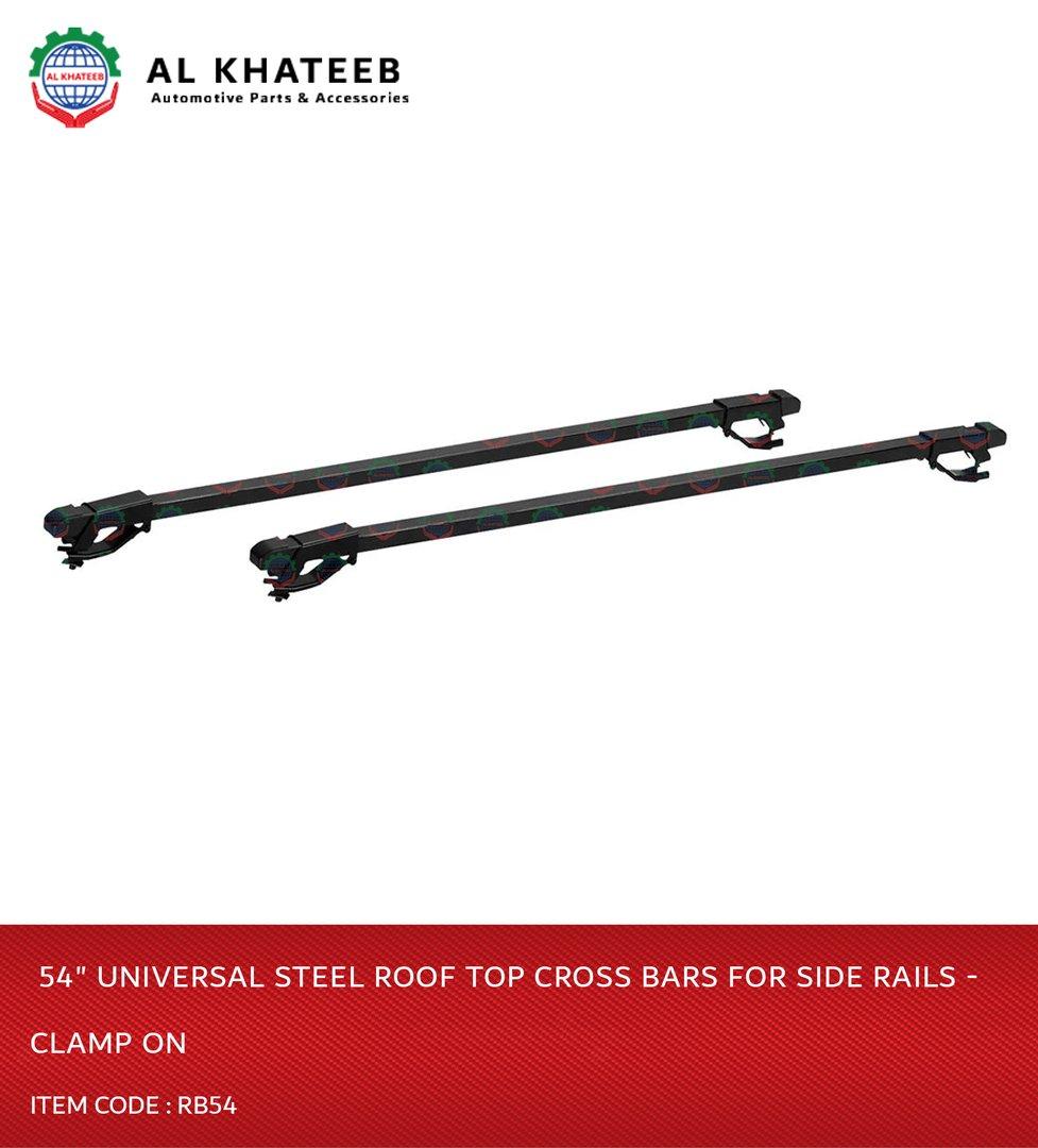 54" Universal Steel Roof Top Cross Bars For Side Rails - Clamp On