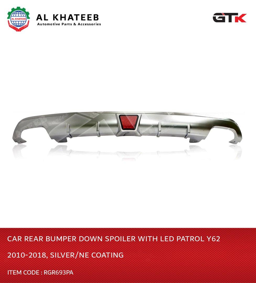 Car Rear Bumper Down Spoiler With Led Patrol Y62 2010-2018, Silver/Ne