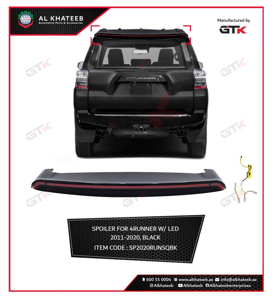 GTK Car Rear Spoiler Roof Trunk With LED 4Runner 2011-2020, ABS Black