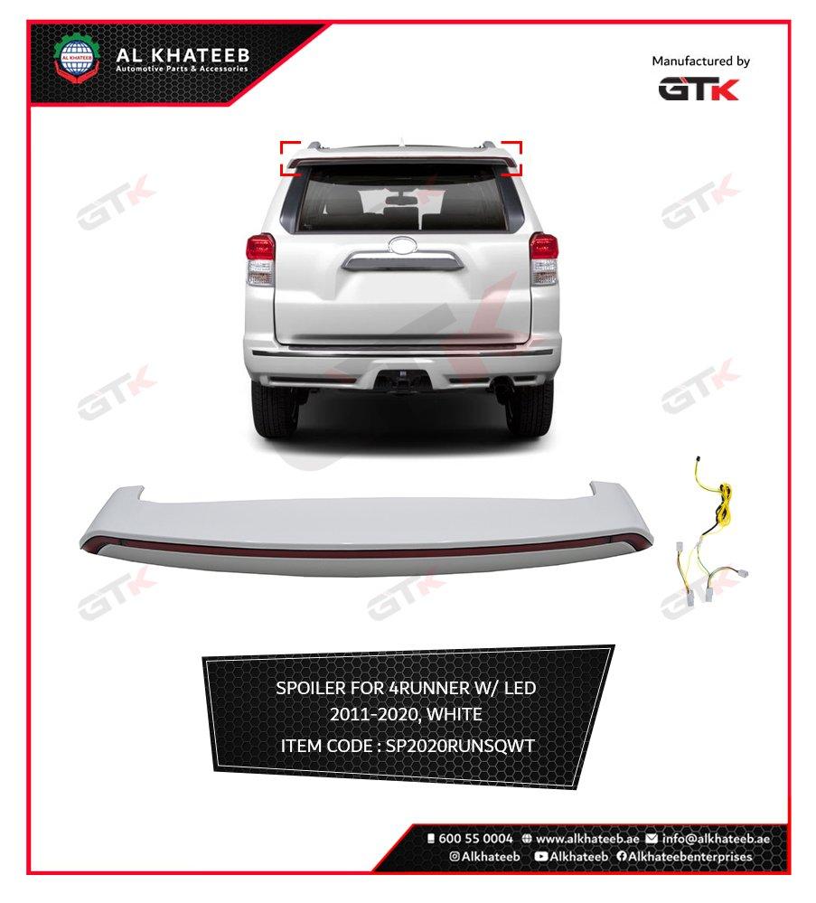 GTK Car Rear Spoiler Roof Trunk With LED 4Runner 2011-2020, ABS White