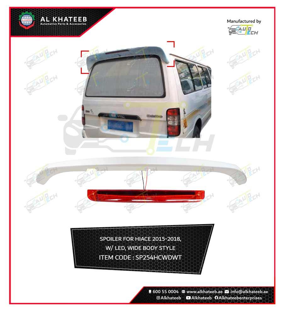 Car Rear Spoiler Roof Wing Wide Body Style Hiace 2015-2018, ABS Plasti