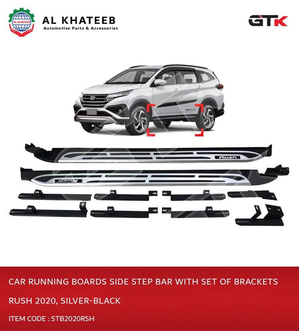 Car Running Boards Side Step Bar With Set of Brackets Rush 2020, Silve