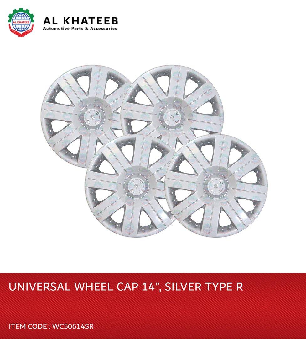 14 Inch Silver Universal Type R Hubcap Wheel Covers - Set Of 4