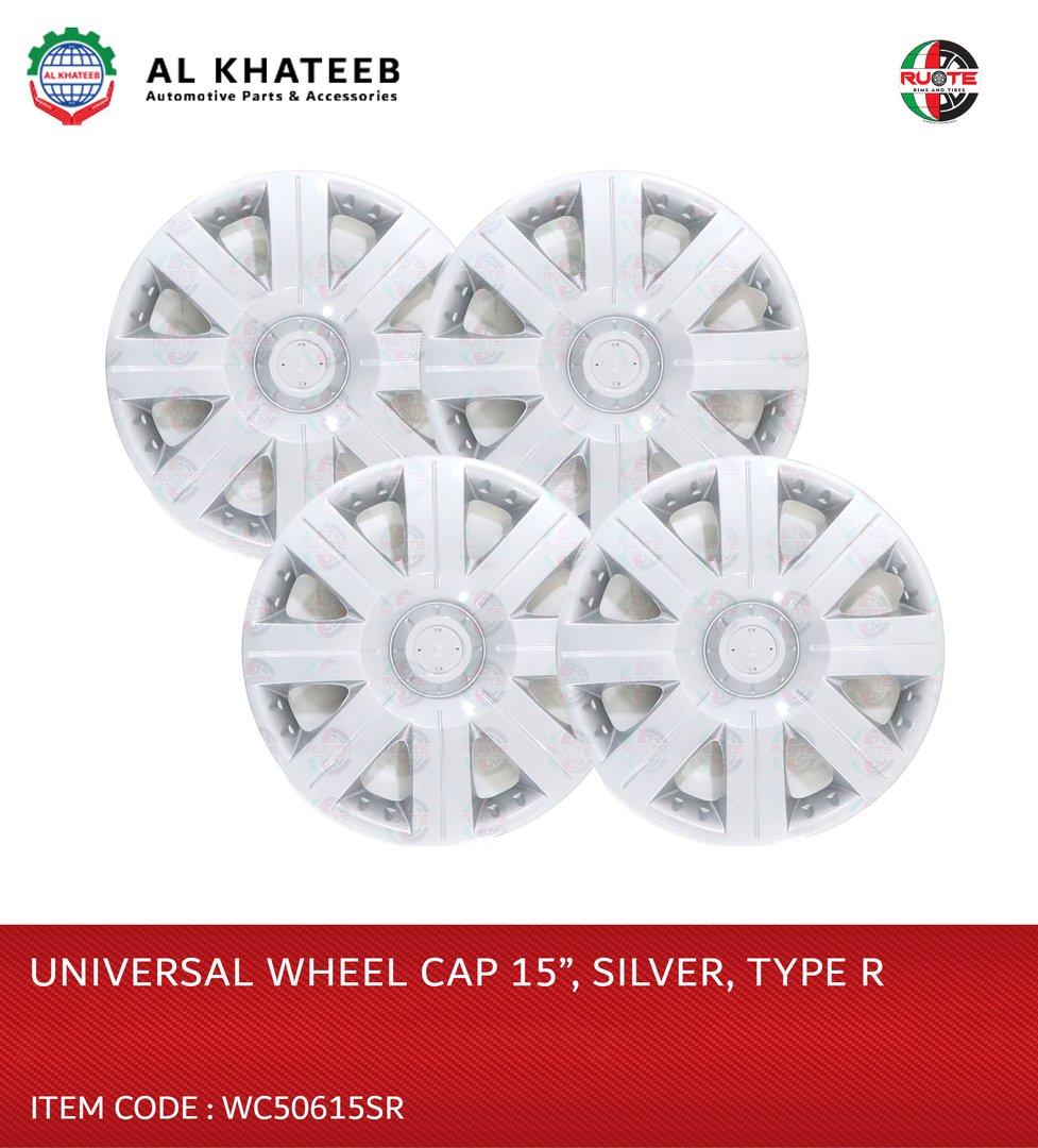 15 Inch Silver Universal Type R Hubcap Wheel Covers - Set Of 4