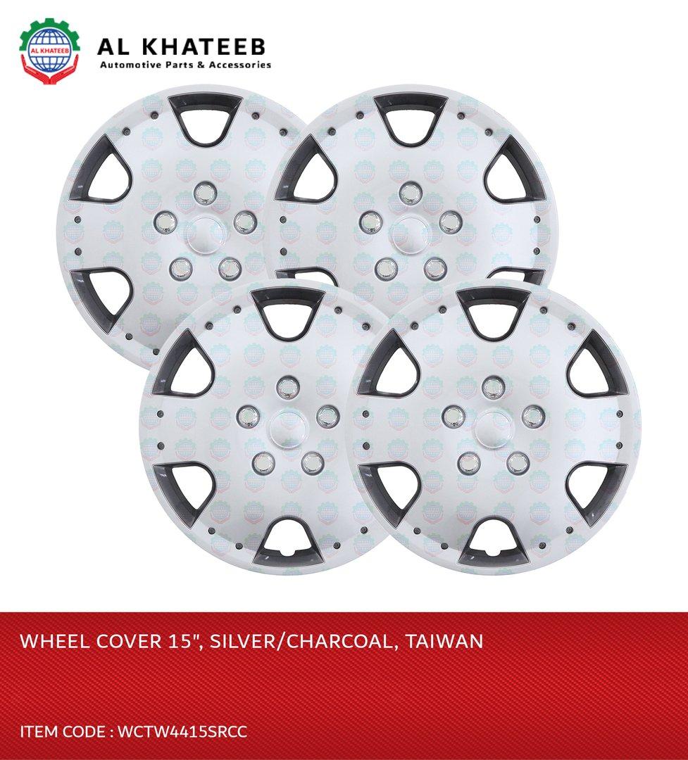 14 Inch Charcoal & Silver Universal Hubcap Wheel Covers - Set Of 4, Ta