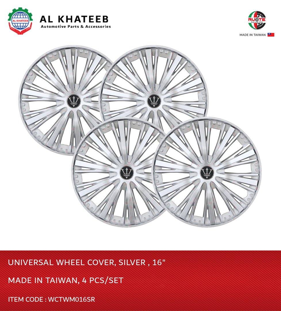 16 Inch Silver Universal Hubcap Wheel Covers - Set Of 4, Taiwan Made
